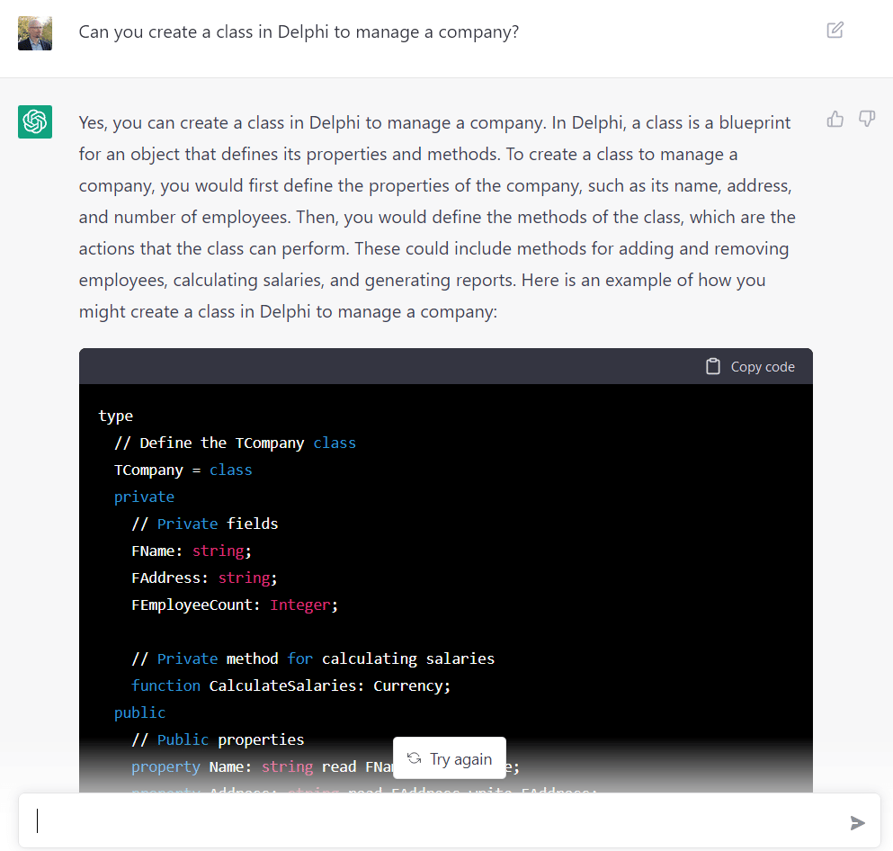 Delphi And ChatGPT GDK Software